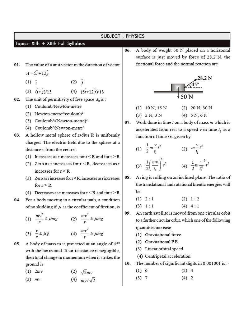 Full Syllabus Physics Paper Dt. 16-04-2025 | PDF | Heat | Temperature