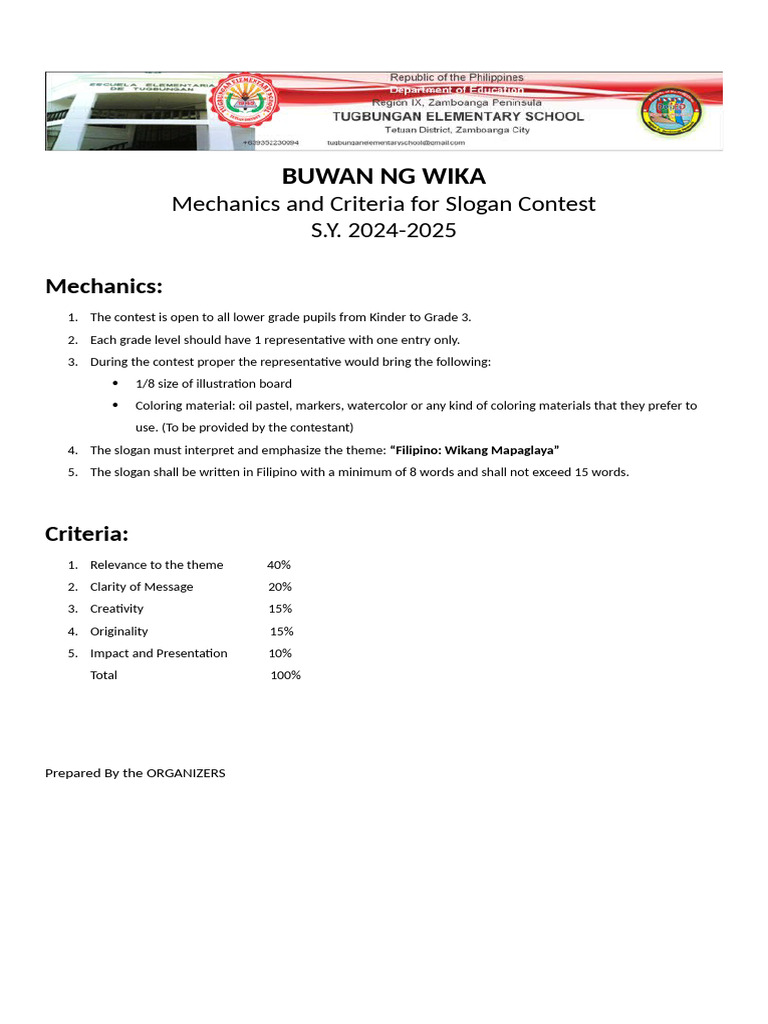 Buwan NG Wika Slogan & Poster Mechanics and Criteria | PDF