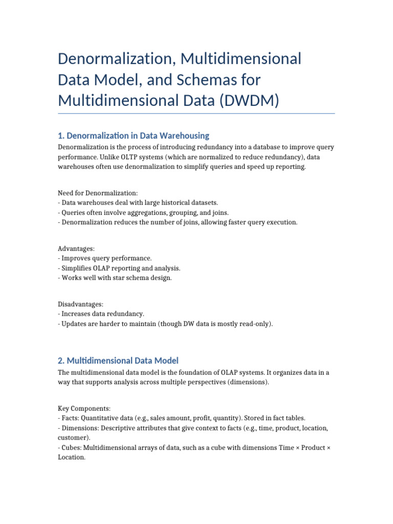 Denormalization Multidimensional Data Model Schemas | PDF | Data Warehouse | Information Retrieval
