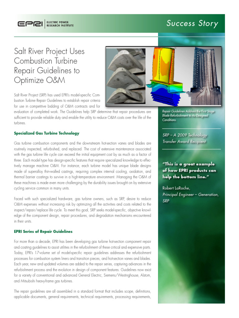 Salt River Project Uses Combustion Turbine Repair Guidelines To ...