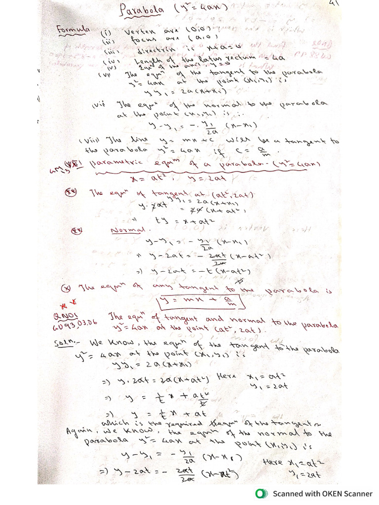Parabola Paper 3 HOD | PDF