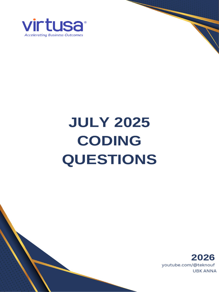 5th July, Virtusa Coding Questions 2025 | PDF | String (Computer ...