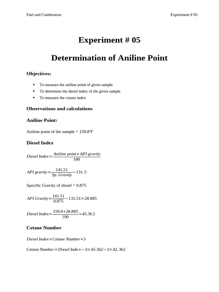 Aniline Point and Diesel Index Analysis | PDF