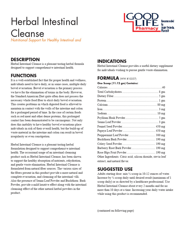 10357 Herbal Intestinal Cleanse | PDF | Dietary Fiber | Diet & Nutrition