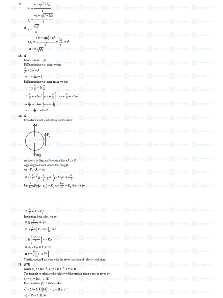Solutions - Kinematics Important PYQs | PDF | Mechanics | Physics
