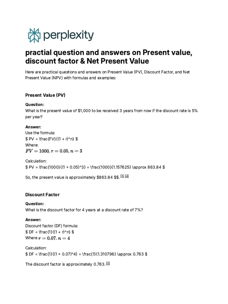 Practial Question and Answers On Present Value | PDF | Net Present ...