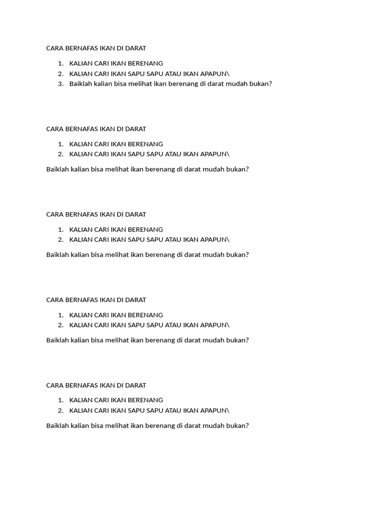 Cara Bernafas Ikan Di Darat | PDF