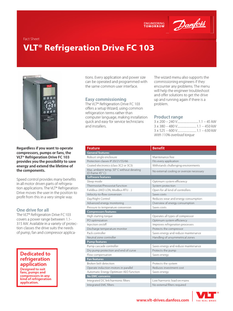 FC103 Fact Sheet | PDF | Pump | Mains Electricity