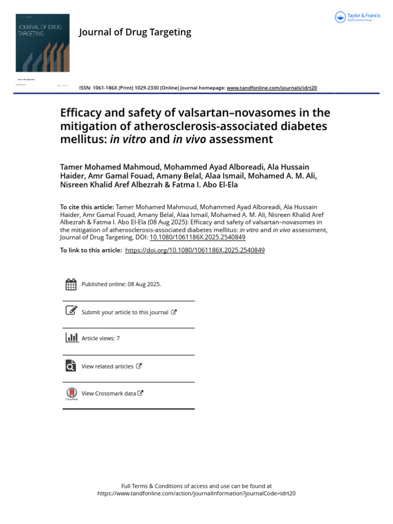 Efficacy and Safety of Valsartan Novasomes in The Mitigation of ...