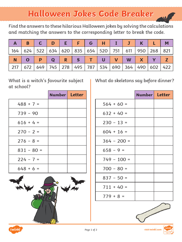 T M 1628858530 Halloween Jokes Code Breaker Ver 2 | PDF | Halloween ...