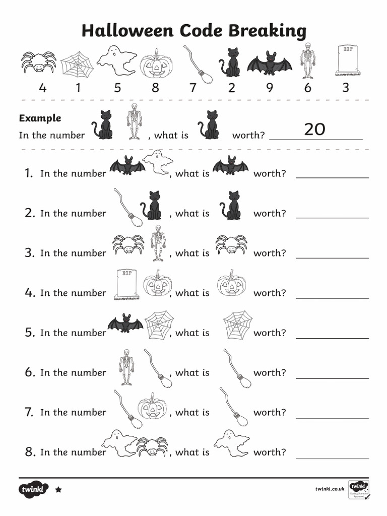 T C 7713 Halloween Themed Place Value Code Breaking Activity Pack Ver 2 ...