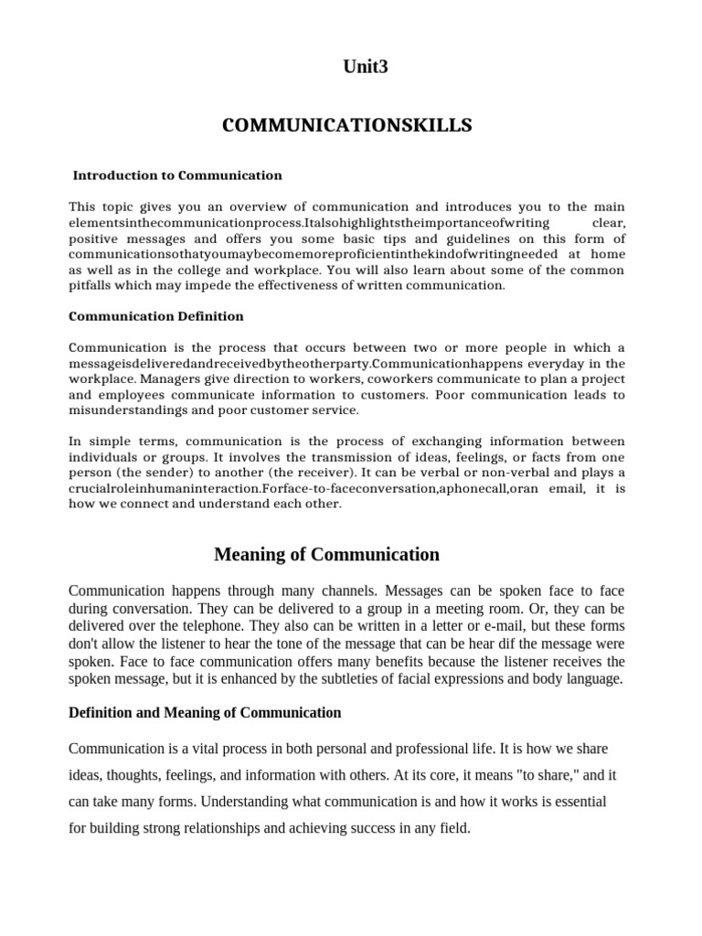 Unit3 Communitation New MK | PDF | Communication | Nonverbal Communication