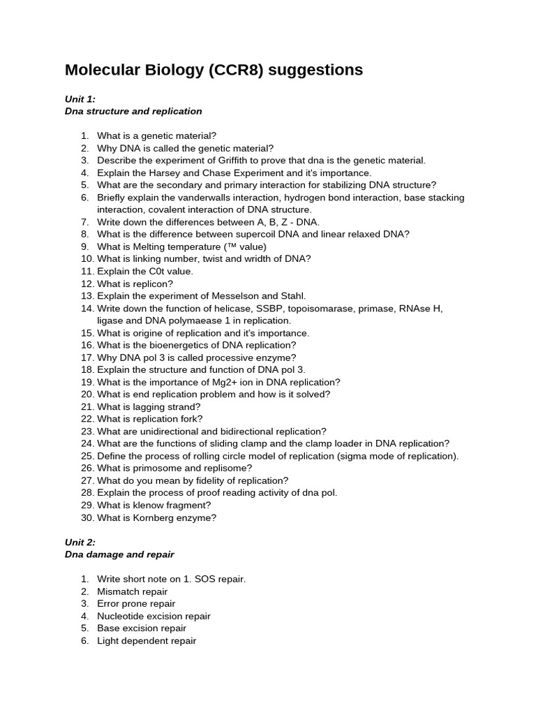 Molecular Biology Concepts and Experiments | PDF | Dna Replication ...