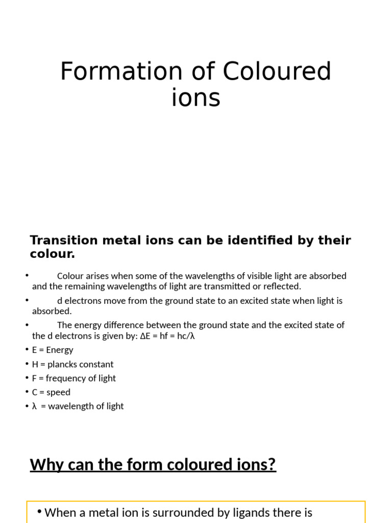 Formation of Coloured Ions - Student Version | PDF | Absorbance ...