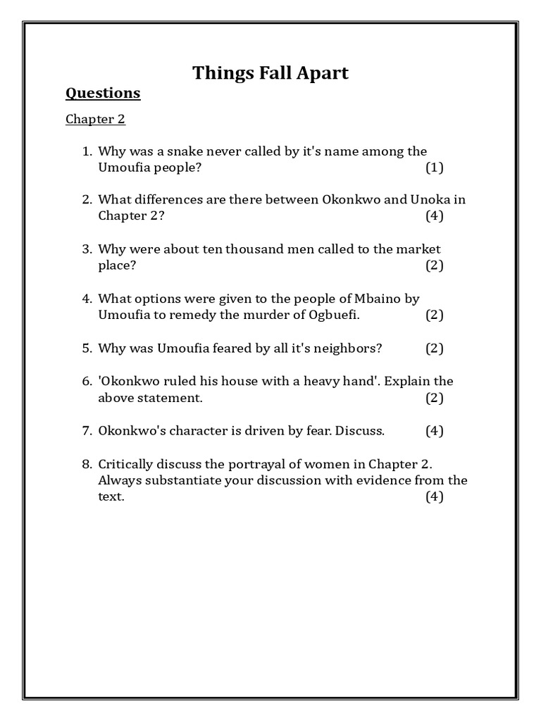 Chapter 2 Q&A for Things Fall Apart | PDF