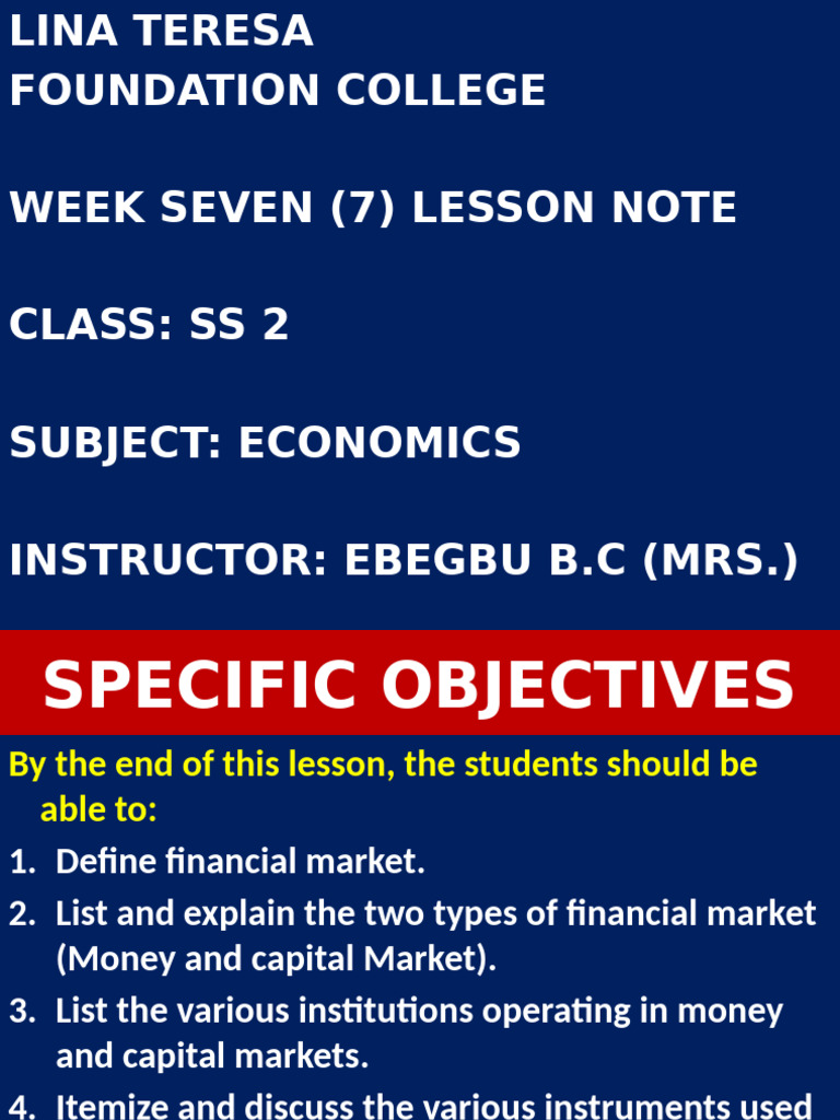 D4610e32 Ss 2 3rd Term Week 7 PPT Lesson On Types of Financial Market ...