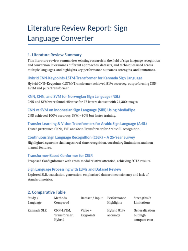 Literature Review Sign Language Converter | PDF | Learning | Cognitive ...