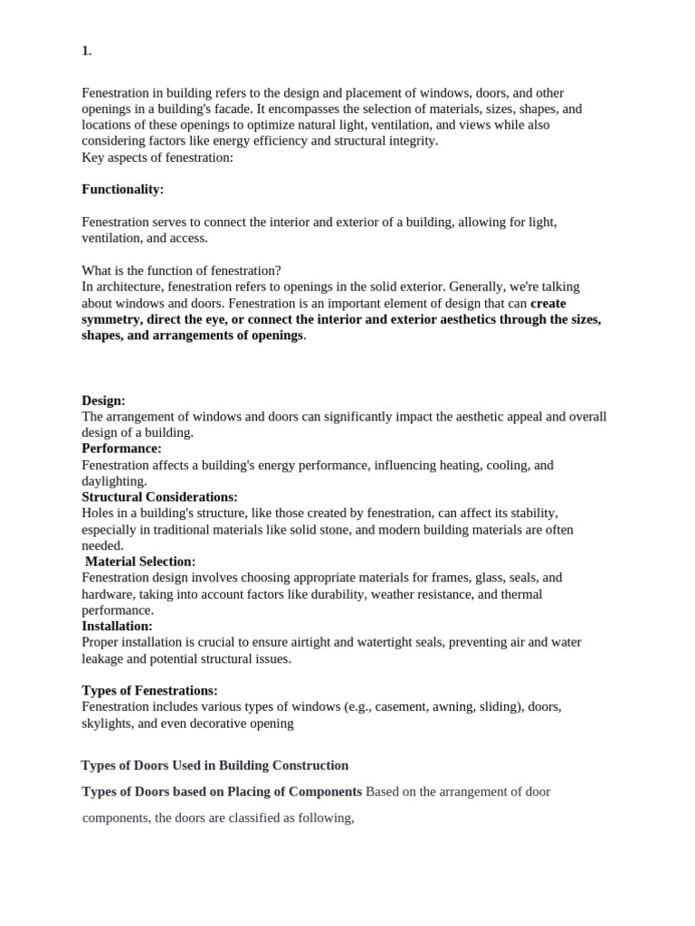 Understanding Fenestration in Construction | PDF | Window | Door