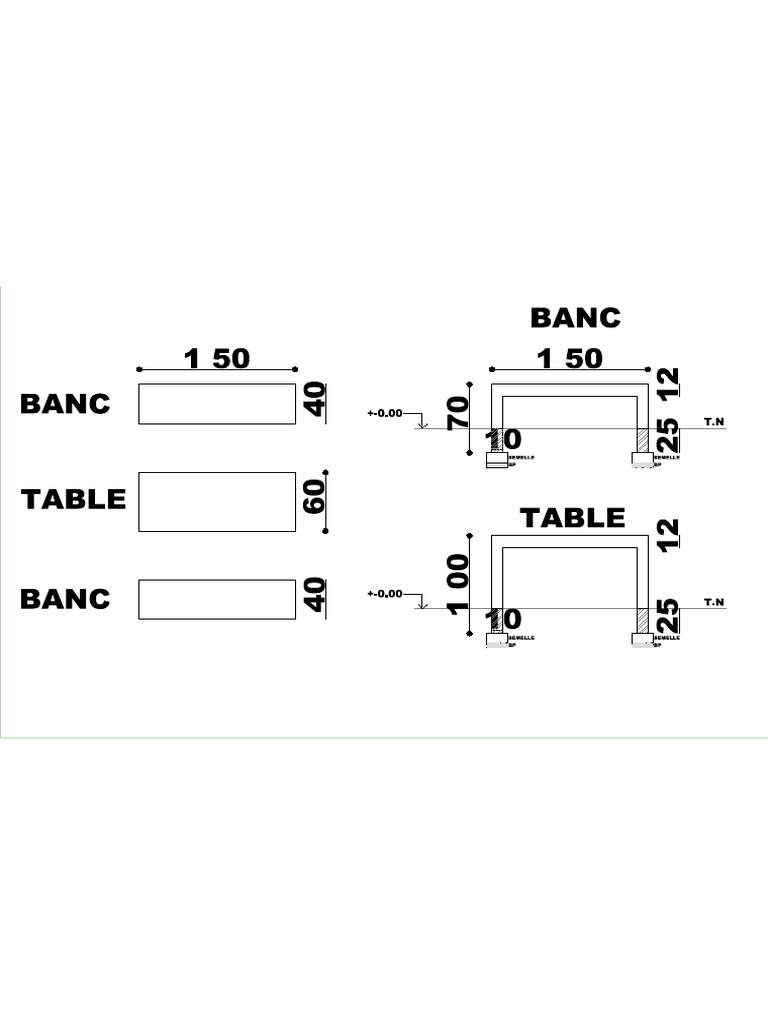 Plan Table Banc Objet | PDF