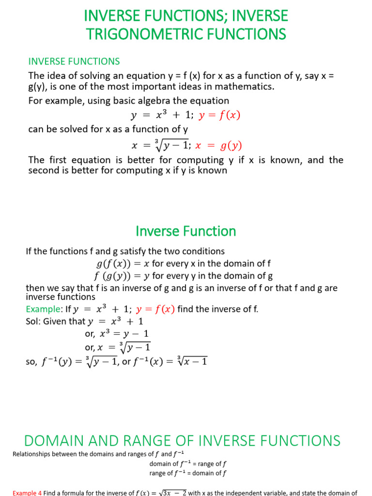 Inverse Functions and Their Properties | PDF | Logarithm | Function ...