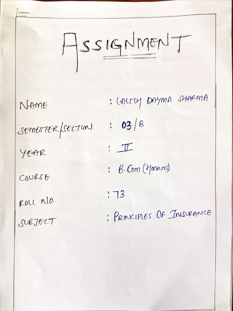 Principles of Insurance Assignment | PDF