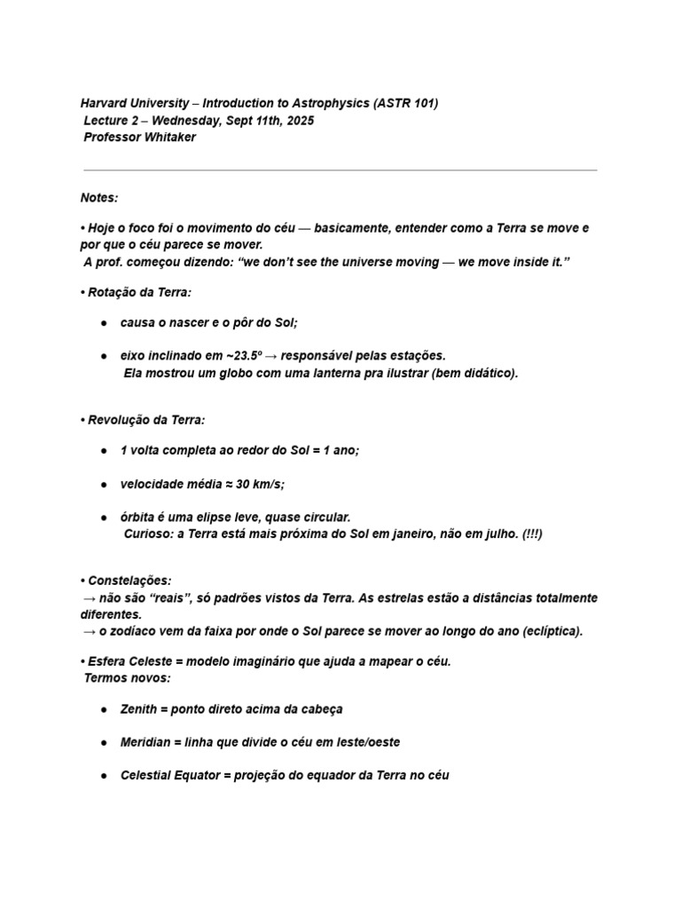 Harvard University - Introduction To Astrophysics (ASTR 101) - Notebook ...