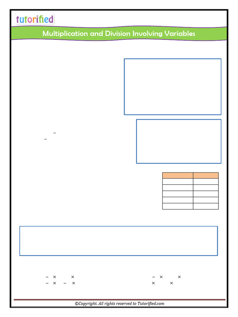 Multiplication and Division Involving Variables | PDF | Mathematics