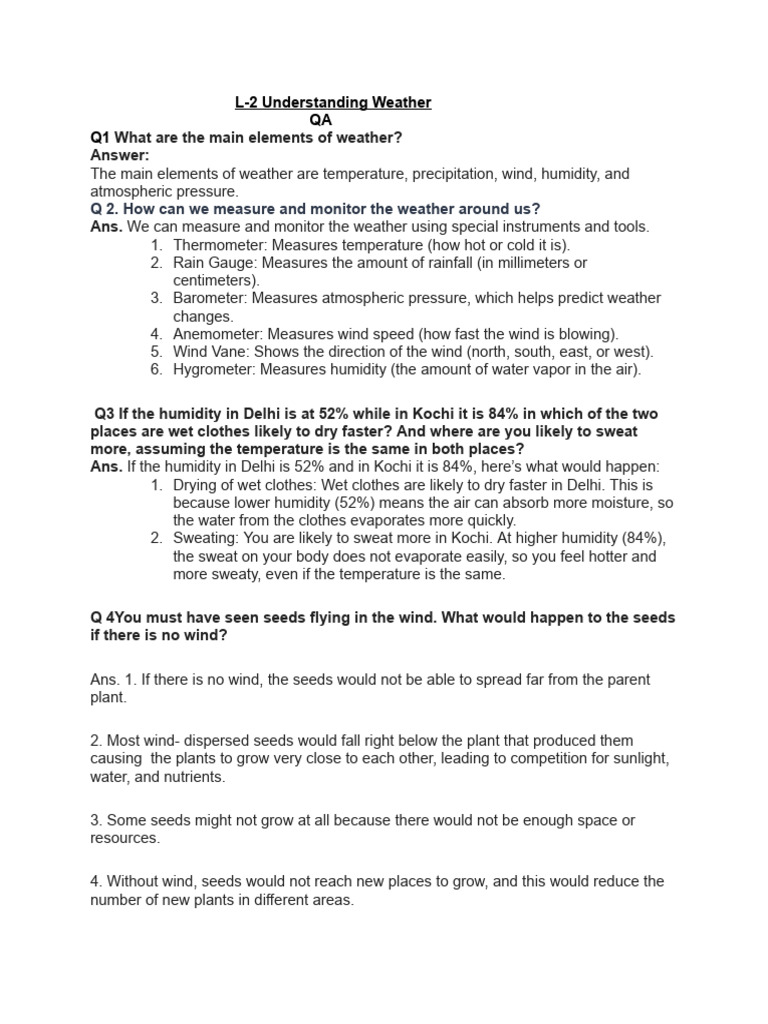 Key Elements and Measurement of Weather | PDF | Weather Forecasting ...
