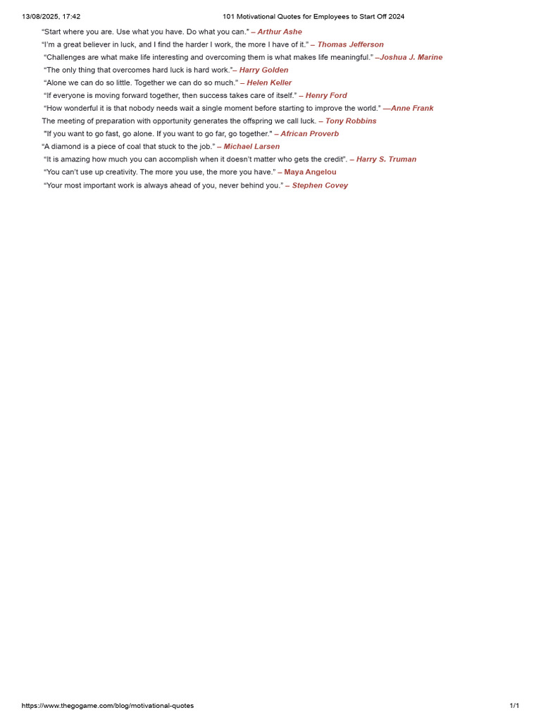 101 Motivational Quotes for Employees | PDF