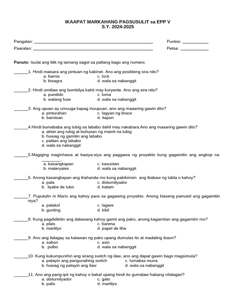 PT - Epp 5 Ia - Q4 | PDF