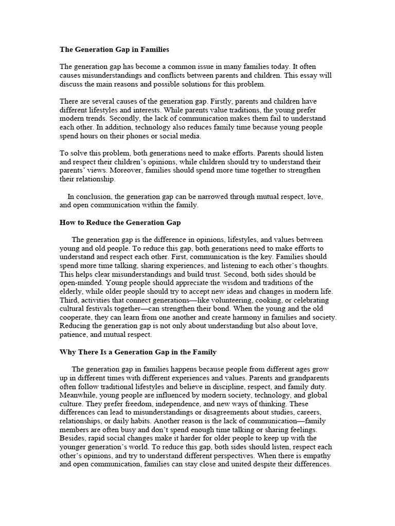 Bridging the Family Generation Gap | PDF | Communication | Thought