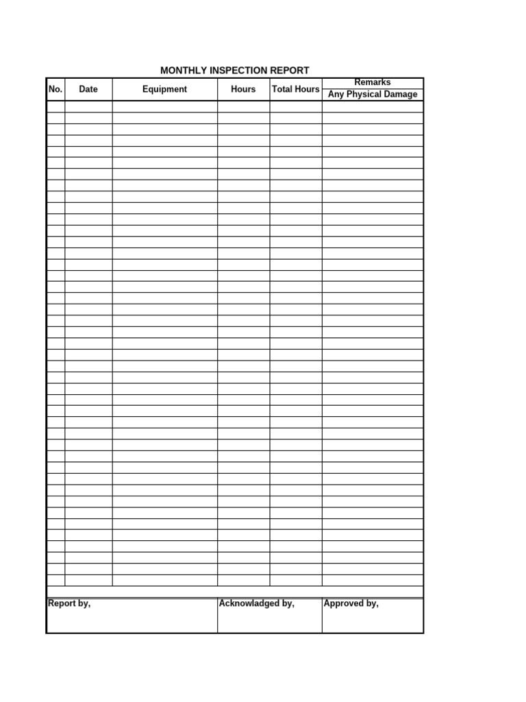 Daily Inspection Equipmen Reportt | PDF