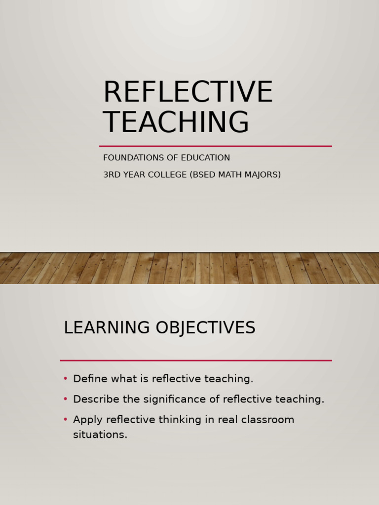 Reflective Teaching in Math Education | PDF | Teachers | Mathematics