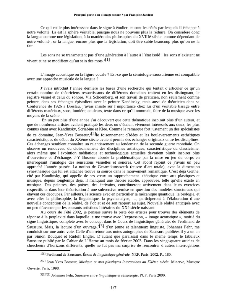 L'image acoustique en linguistique | PDF | Linguistique