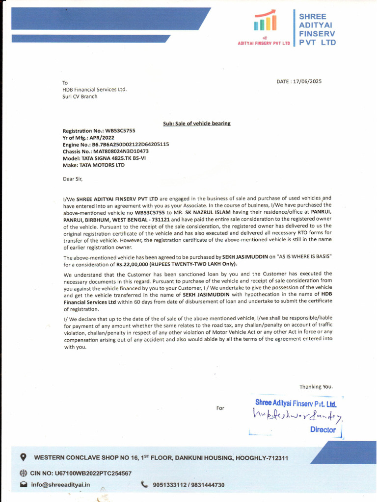 HDB Sale Letter | PDF