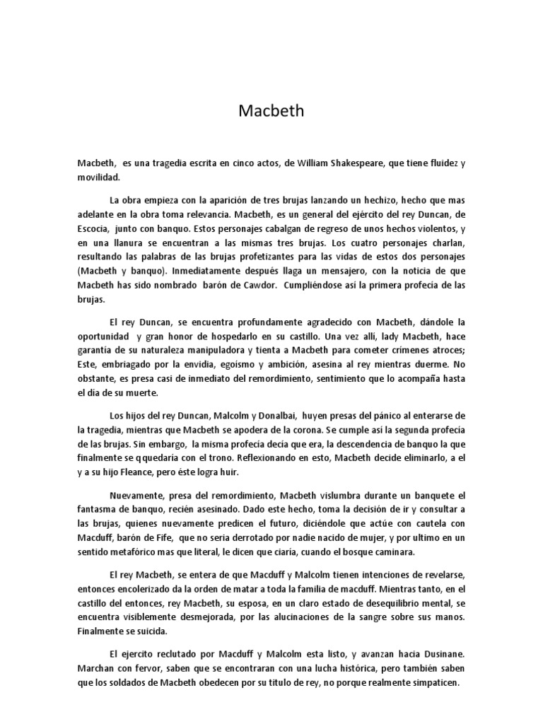 Tragedia de Macbeth: Profecías y Traición | PDF | Macbeth | Personas