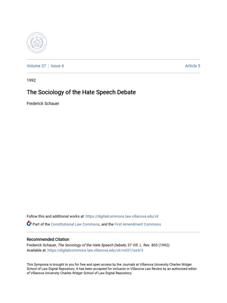 The Sociology of The Hate Speech Debate | PDF | Freedom Of Speech ...