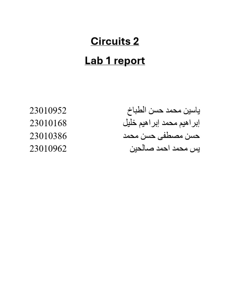 Lab 1 Report - Circuits 2 | PDF