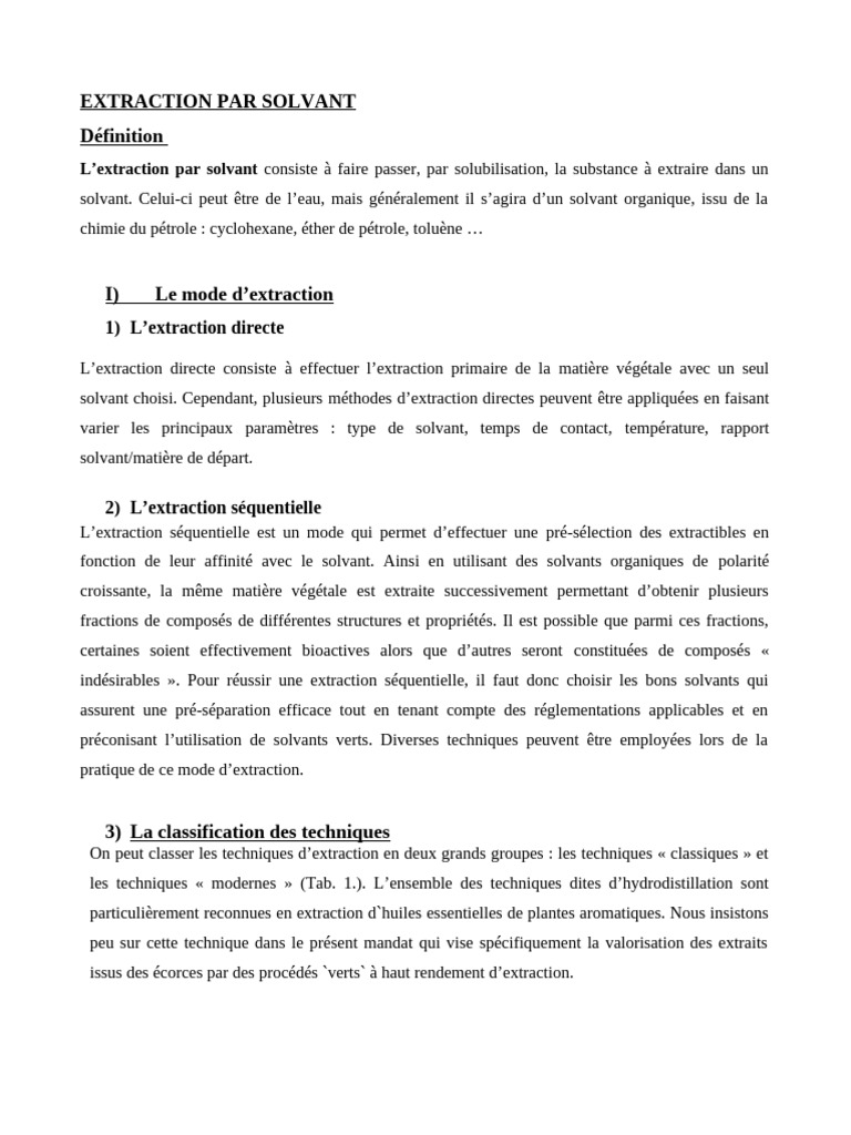 Extraction par solvant : méthodes et techniques | PDF | Fluide ...