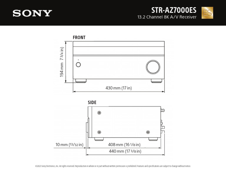 Sony STR-AZ7000ES A/V Receiver Specs | PDF