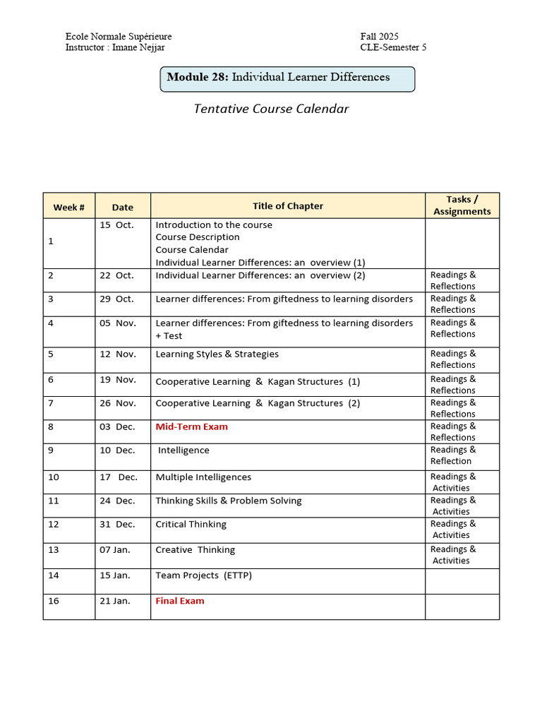 Individual Learner Differences Course | PDF | Cognition | Procedural ...
