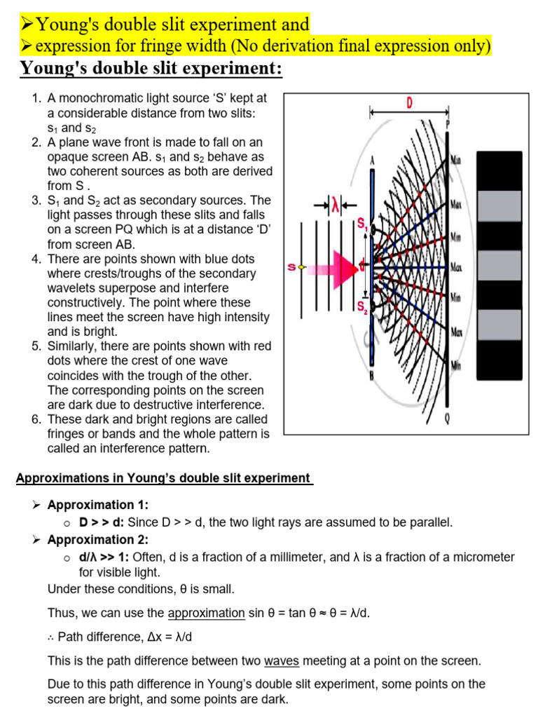 Young's Double Slit Experiment Overview | PDF | Coherence (Physics ...