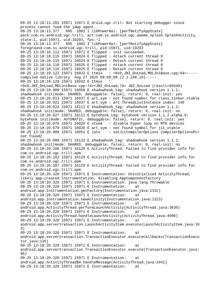 Android App Debugging Errors Log | PDF | Computer Architecture | Software