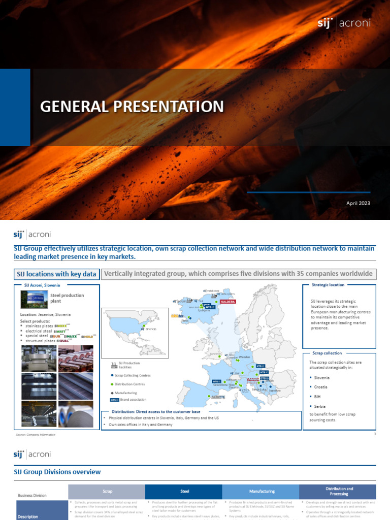 SIJ Acroni 2023 - General Presentation | PDF | Scrap | Steel