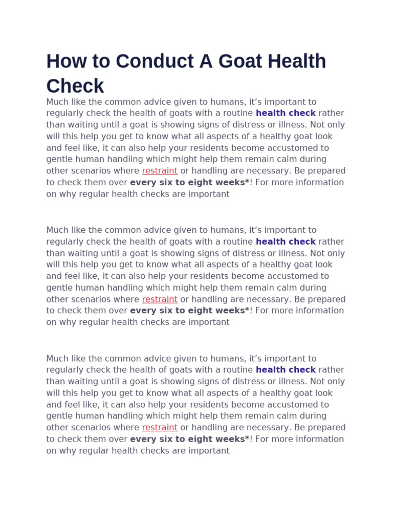 Goat Health Check Guide: Best Practices | PDF | Human Nose | Rectum