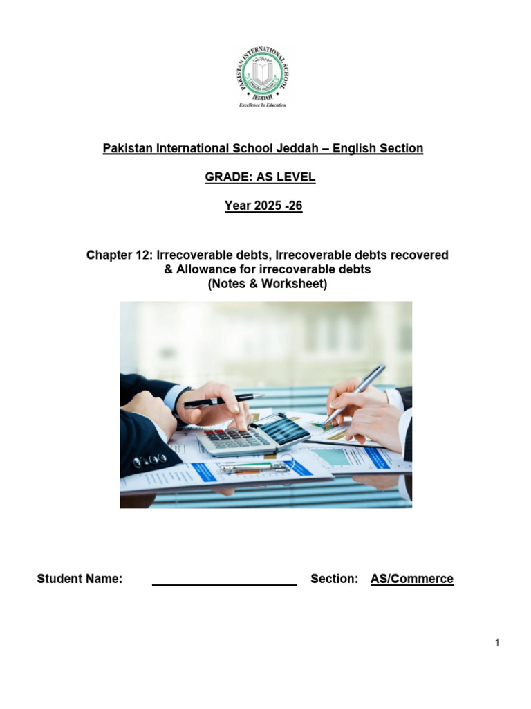 Irrecoverable Debts: AS Level Guide | PDF | Debits And Credits | Accounting