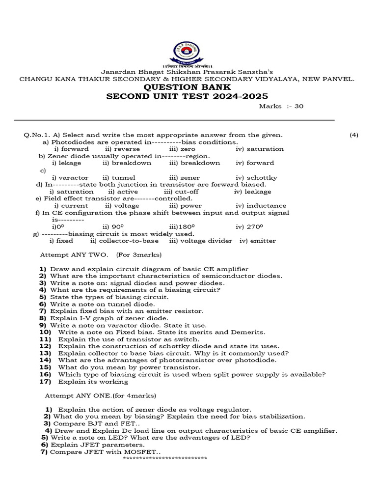 Question Bank-II UNIT | PDF | Diode | Transistor