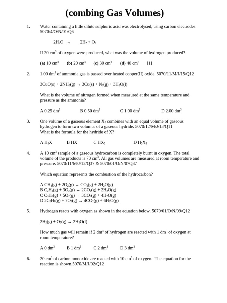 Combing Gas Volumes | PDF