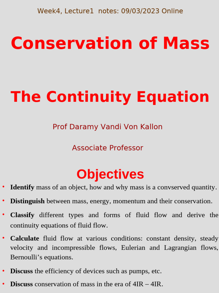 Conservation of Mass and Continuity | PDF | Fluid Dynamics | Lift (Force)