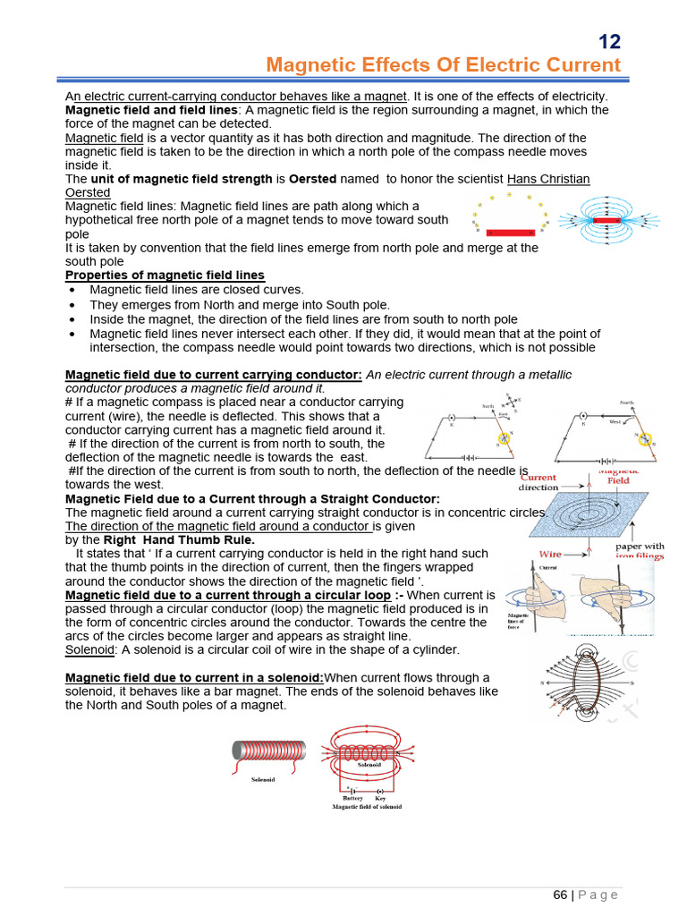 Magnetic Effects Material | PDF | Magnetic Field | Fuse (Electrical)
